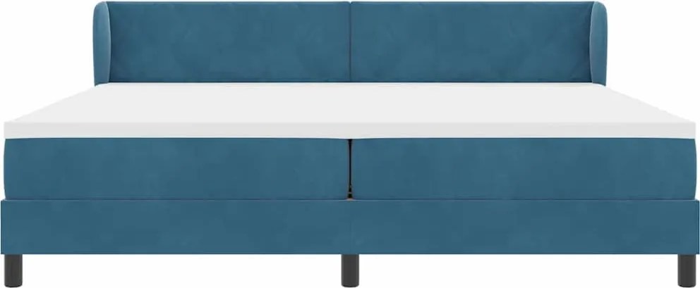 Postel s boxspringem s čelo Tmavě moddrá 200 x 200 cm samet 3340464