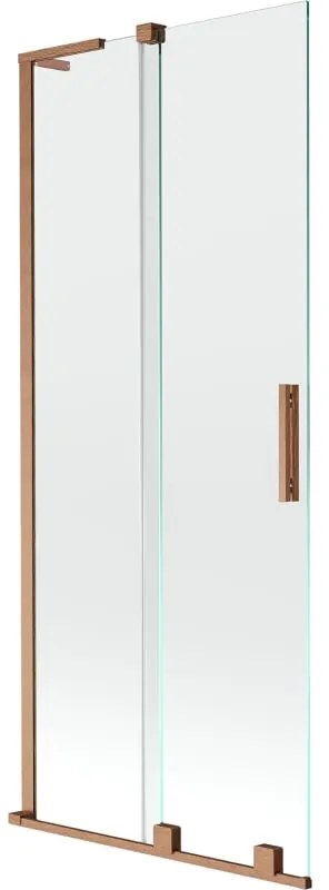 Mexen Velar L, 2-křídlová posuvná vanová zástěna 80 x 150 cm, 8mm čiré sklo, měděná matná, 896-080-003-01-65