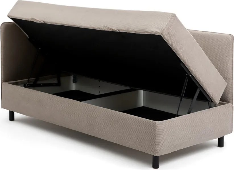 Taupe čalouněná jednolůžková postel s úložným prostorem s matrací 90x200 cm Avela - II. jakost – Bonami Selection