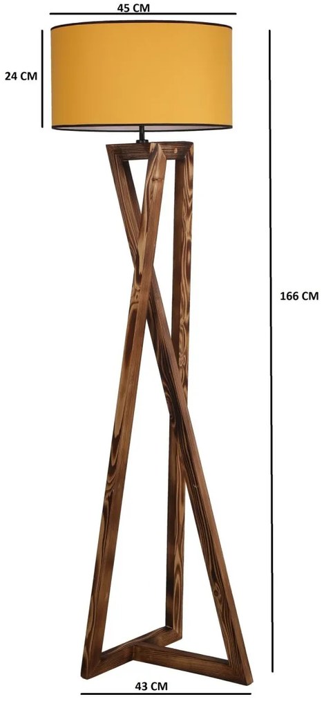 Stojací lampa Macka 166 cm hnědá/žlutá