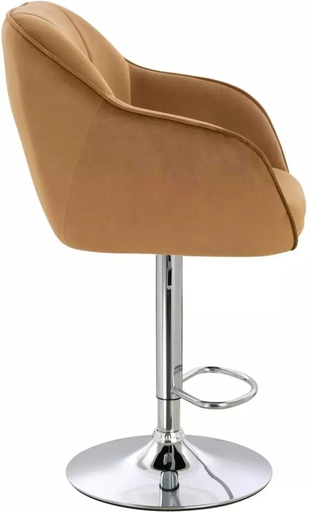 LuxuryForm DESIGN Barová židle AVOLA VELUR na stříbrné kulaté podstavě - medová