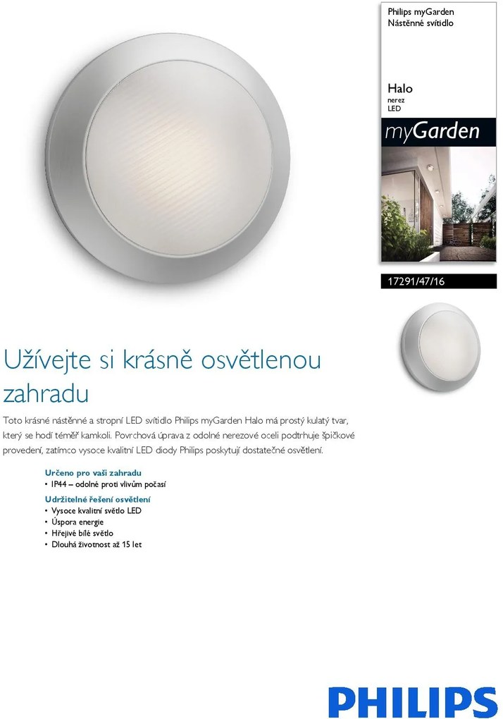 LED Venkovní nástěnné svítidlo Philips Halo 17291/47/16 chromové 2700K