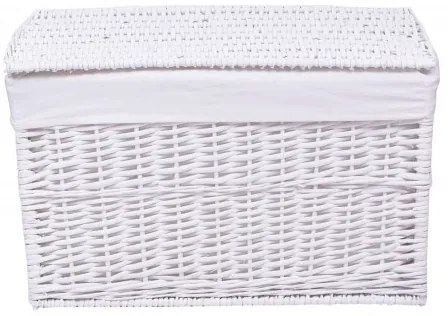 ViaDomo Via Domo - Proutěný koš na prádlo Scarabeo, 1-komorový - bílá - 56x34x34 cm