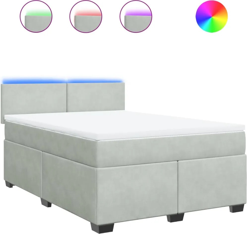 Box spring postel s matrací světle šedá 160x200 cm samet 3288648
