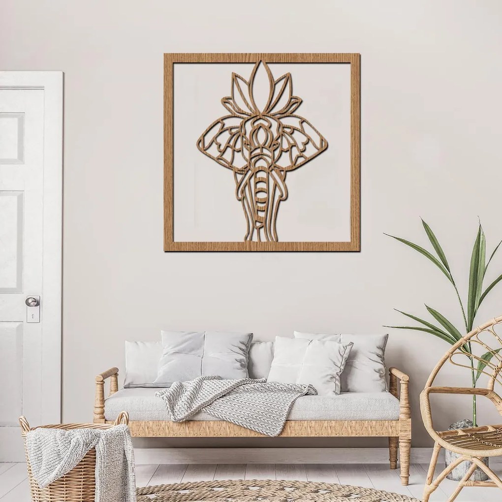 dřevo života Dřevěný obraz HINDU SLON Zvolte rozměr (cm): 95x95, Zvolte barvu dekoru: Ořech