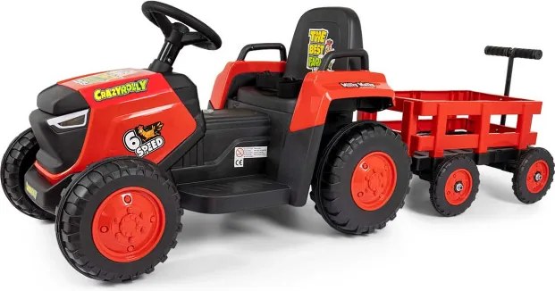 Elektrický traktor s přívěsem Rolly červený