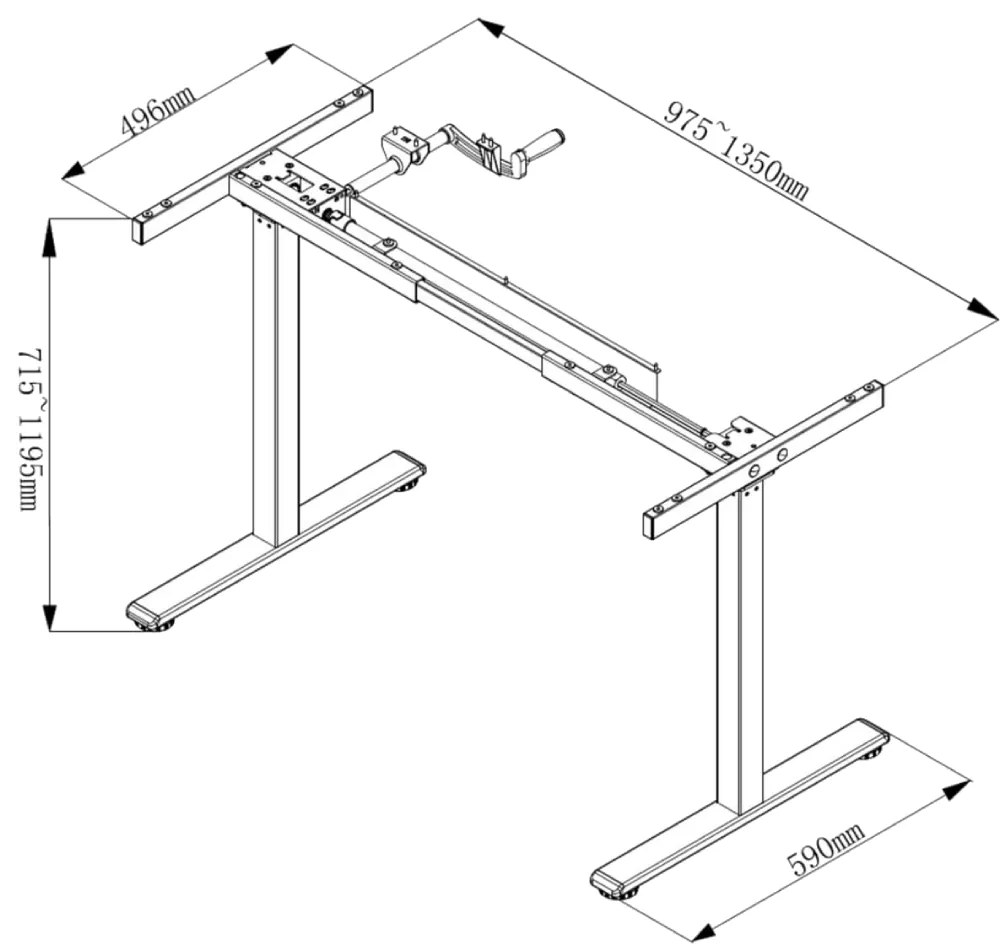 Výškově nastavitelný stůl Liftor Entry, černý, Bez desky, polohovatelný stůl