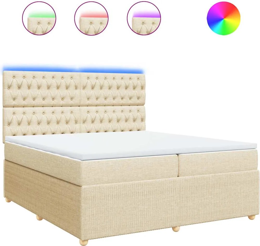 Box spring postel s matrací krémová 200x200 cm textil 3294475