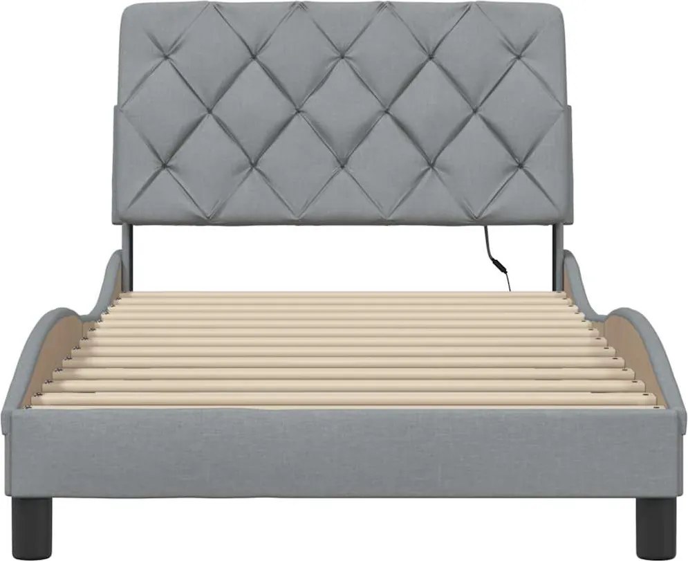 Rám postele s LED bez matrace Světle šedá 100x200 cm Látka 3310650