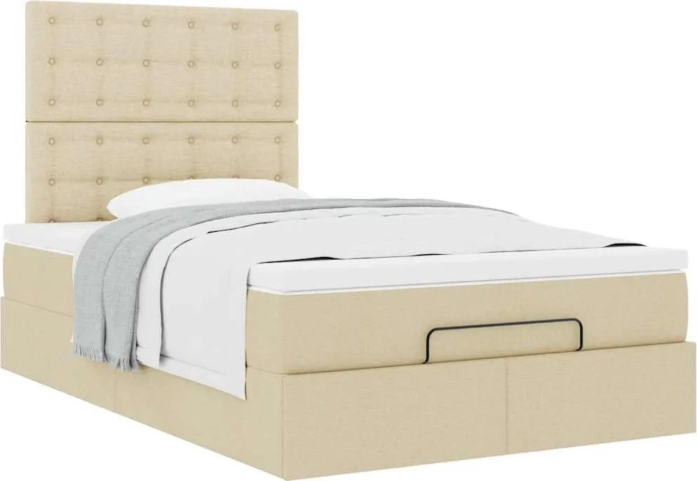 Osmanský rám postele s matrací krémově 120x200cm textil 3313318