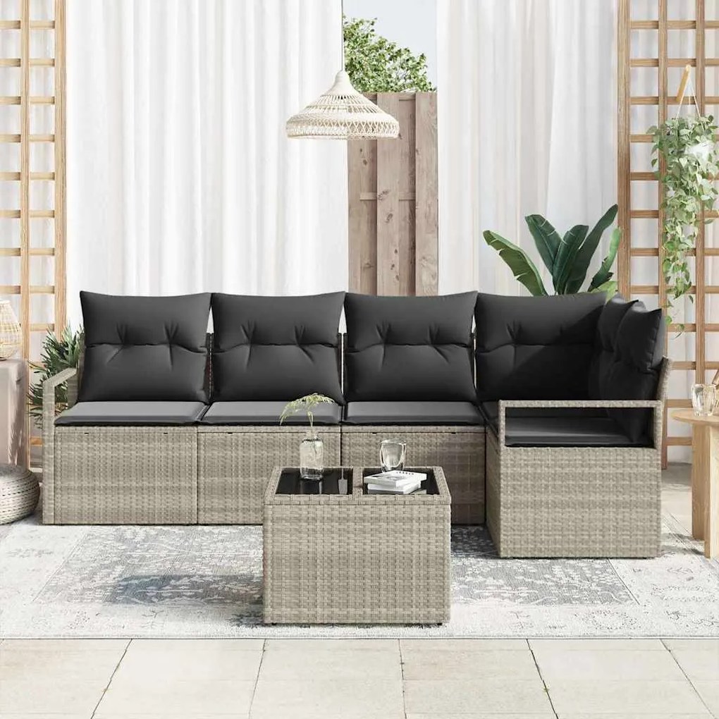 Set pohovek 6 ks Světle šedá polyratan 3346392
