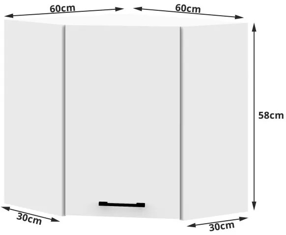 Rohová horní kuchyňská skříňka OLIWIA W60/60 bílá