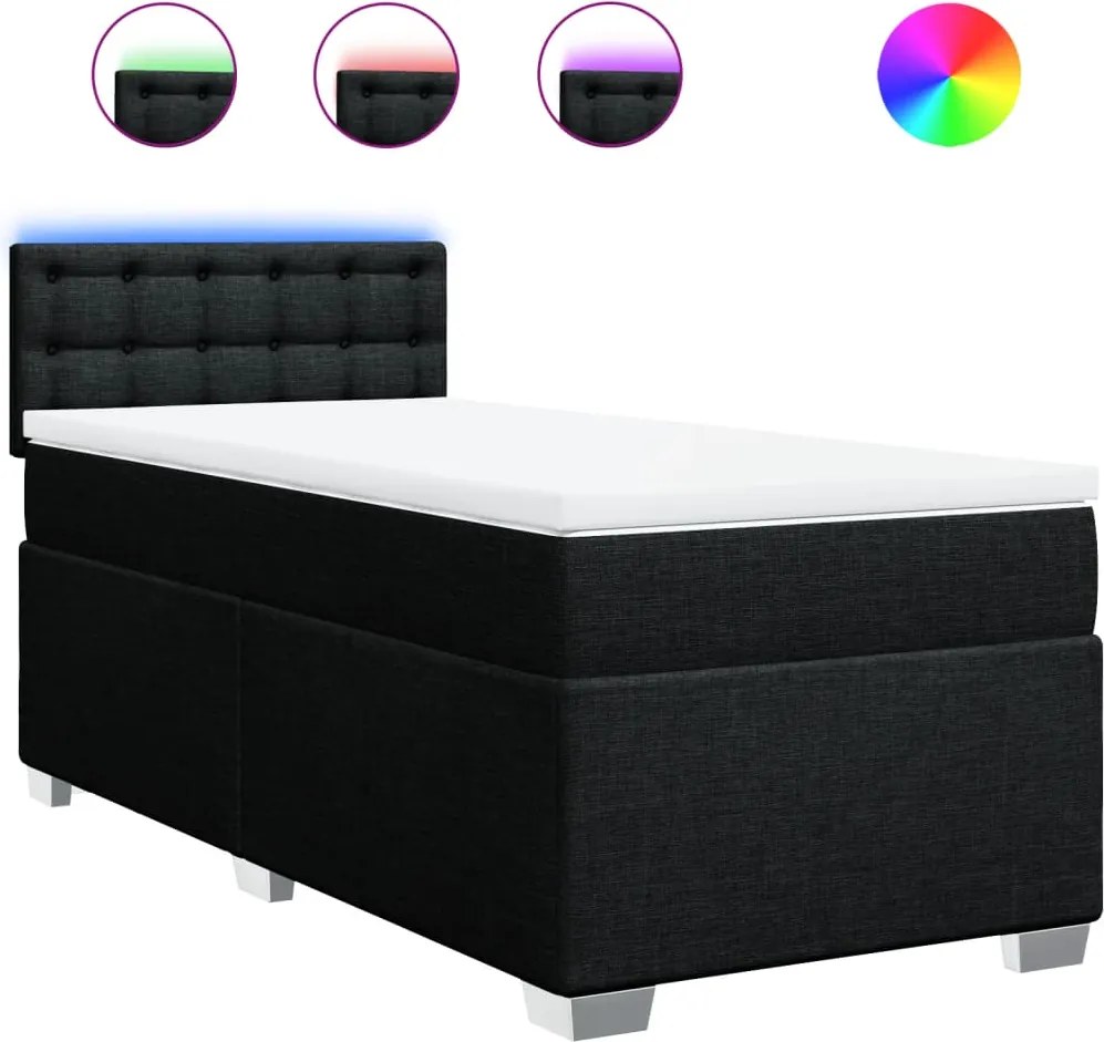 Box spring postel s matrací černá 90x200 cm textil 3288087