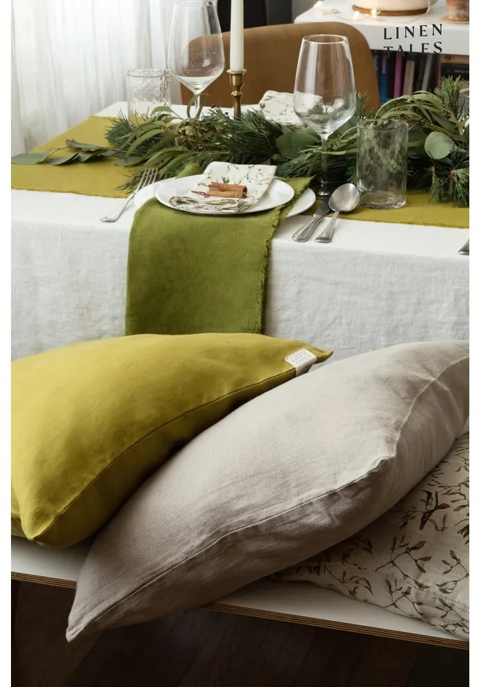 Lněný povlak na polštář 50x50 cm Moss Green – Linen Tales