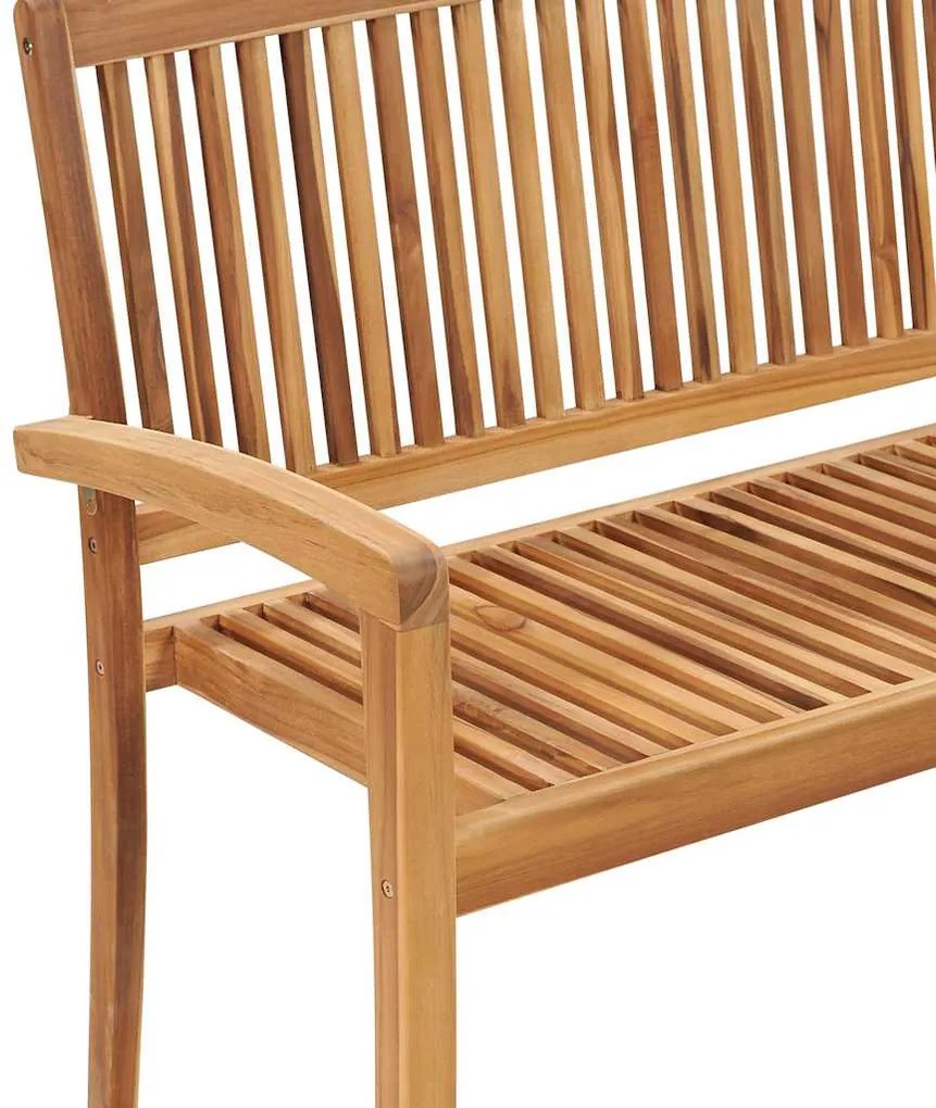 Stohovatelná zahradní lavice s poduškou 128,5 cm masivní teak 3063287