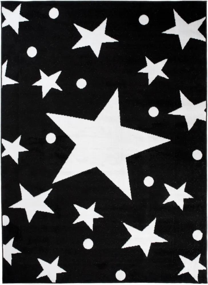 Kusový koberec PP Hvězdičky černý, Velikosti 200x300cm