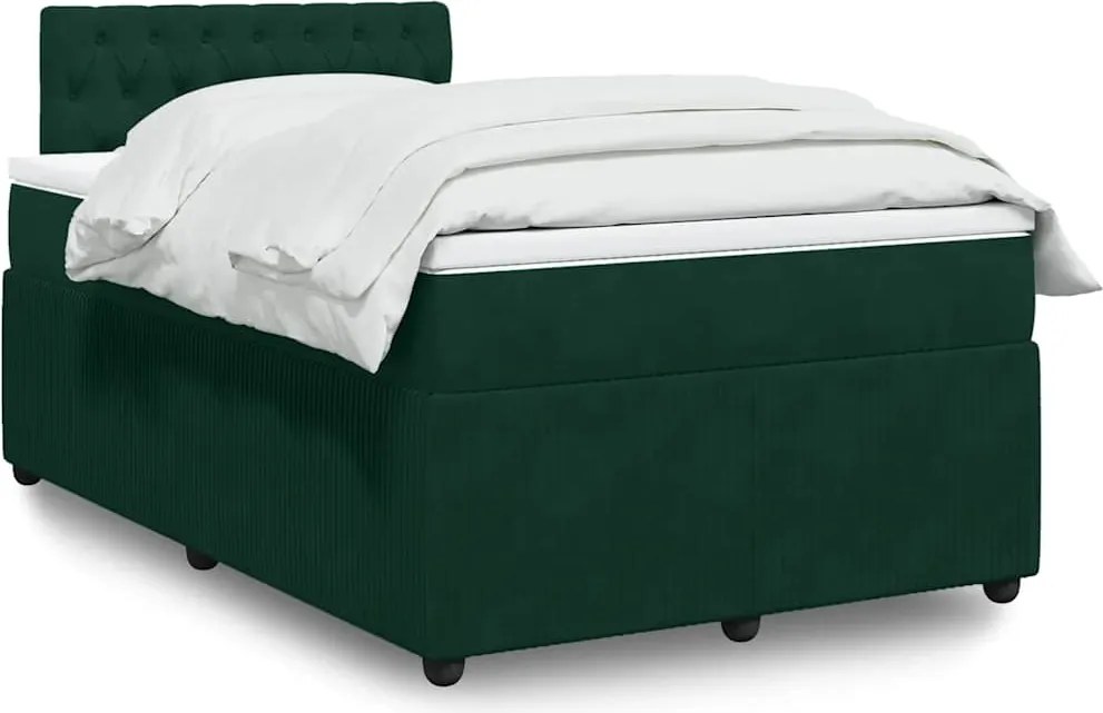 Box spring postel s matrací tmavě zelená 120x190 cm samet 3287695
