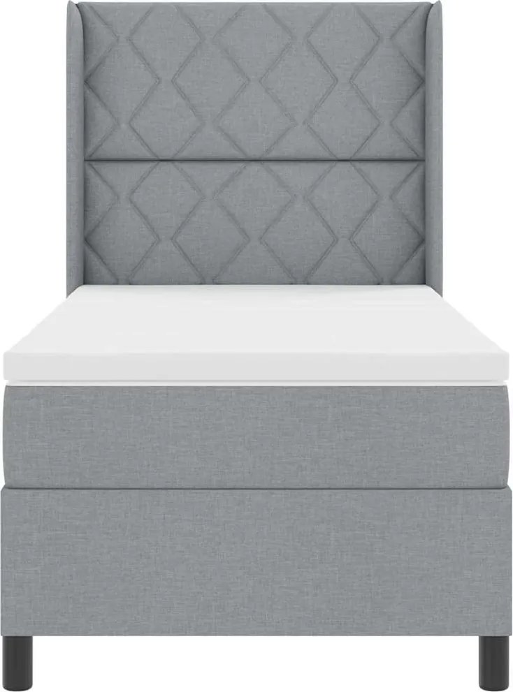 Postel s boxspringem s polštářem Světle šedá 200 x 90 cm textil 3341686
