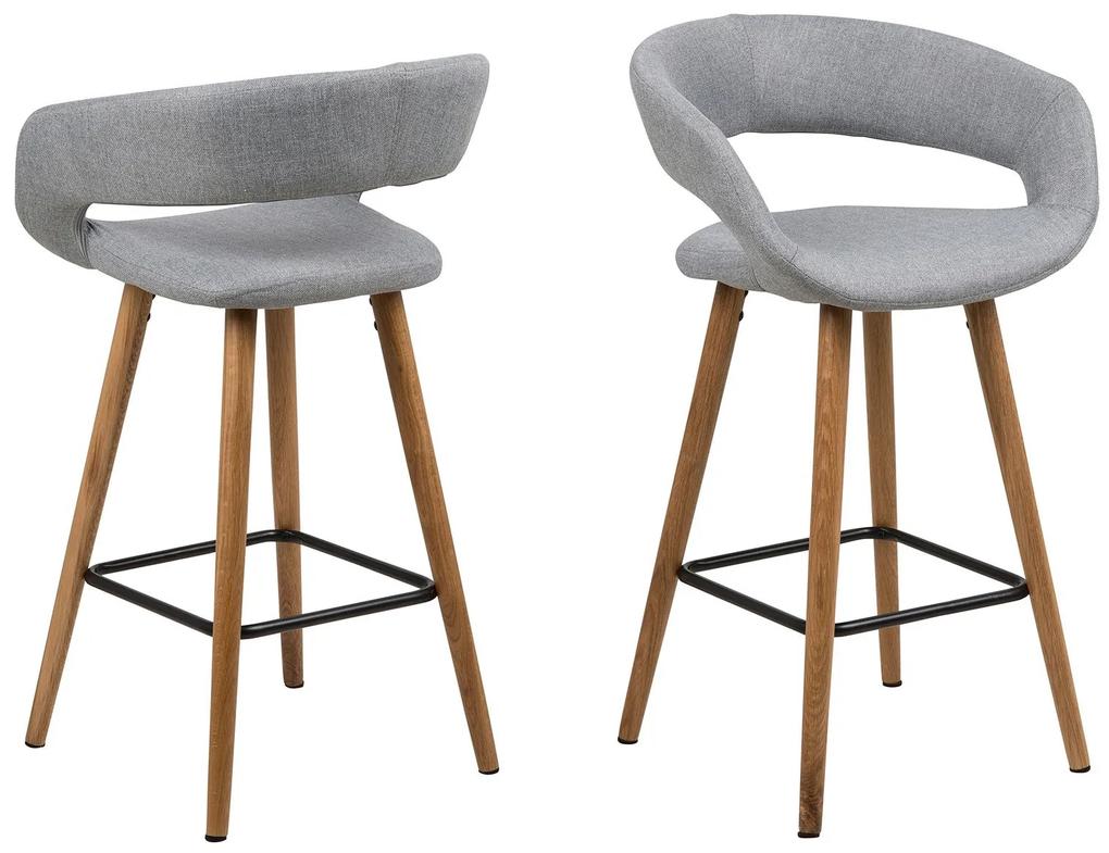 ACTONA Sada 2 ks − Barová židle Grace šedá 88.5 × 55 × 46 cm