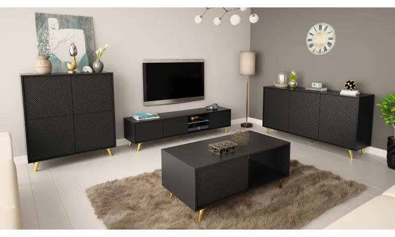Sestava nábytku do obývacího pokoje Asporiz II, Barva:: černá