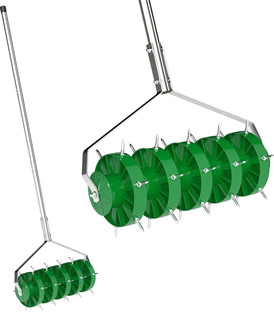 Outsunny Ruční Aerátor pro Trávníky 45 cm Šířka s 30 Kovovými Hroty | Aosom