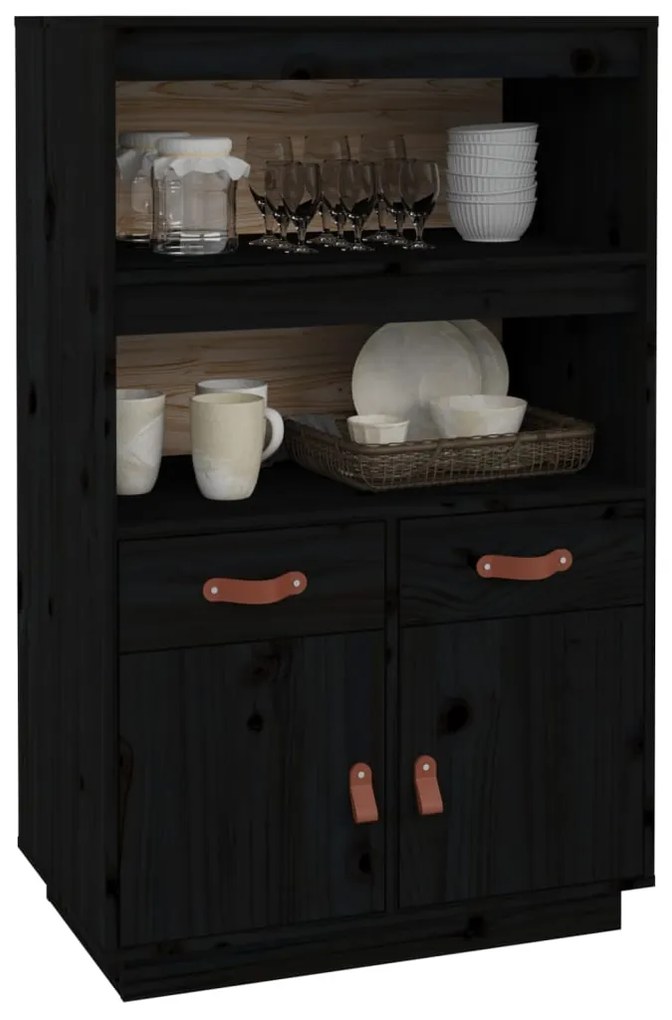 Skříň highboard černá 67 x 40 x 108,5 cm masivní borové dřevo