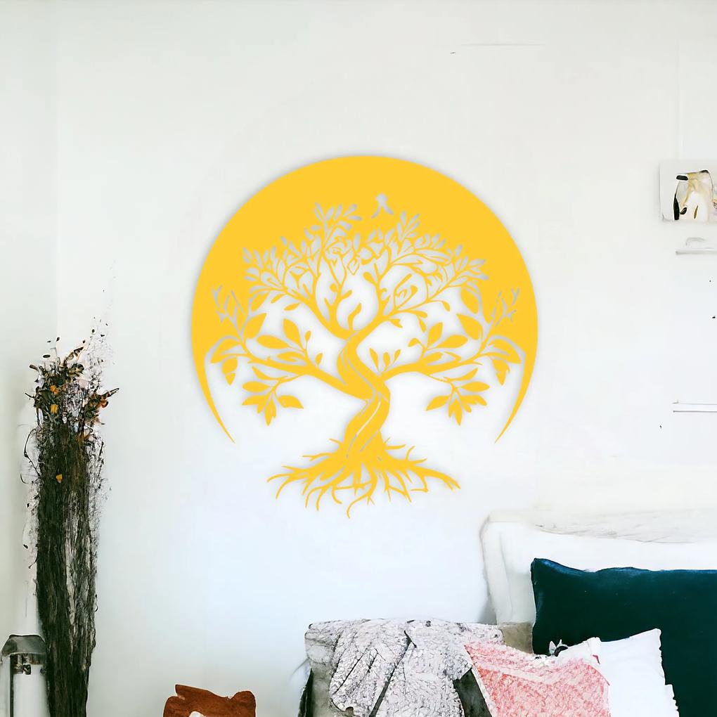 Strom života 15 - kovový obraz na zeď Velikost: 75cm, Barva: Yellow