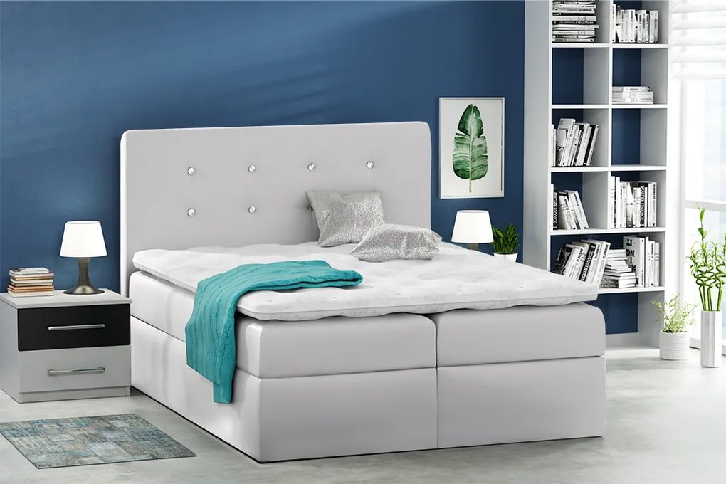 Eka Kontinentální čalouněná postel Nora - Eko-kůže s dekorací (120x200 cm) Barva látky Eko-kůže: Bílá (17)