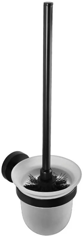 Sapho, X-ROUND BLACK WC kartáč nástěnný, miska mléčné sklo, černý, XR303B