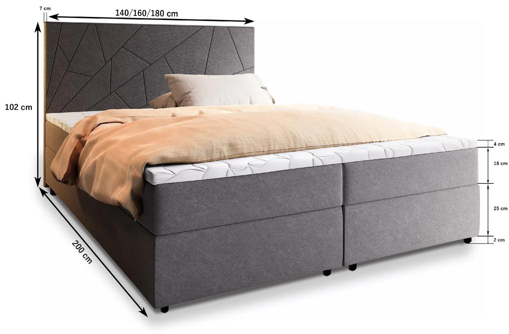MSL Kontinentální čalouněná postel MADONA (180 x 200 cm) Barva látky: INARI 96