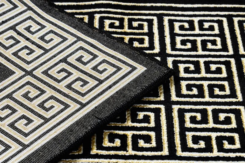 Dywany Łuszczów, Běhoun Gloss 6776 86 greek black/gold, 60x300, žlutá, kancelář