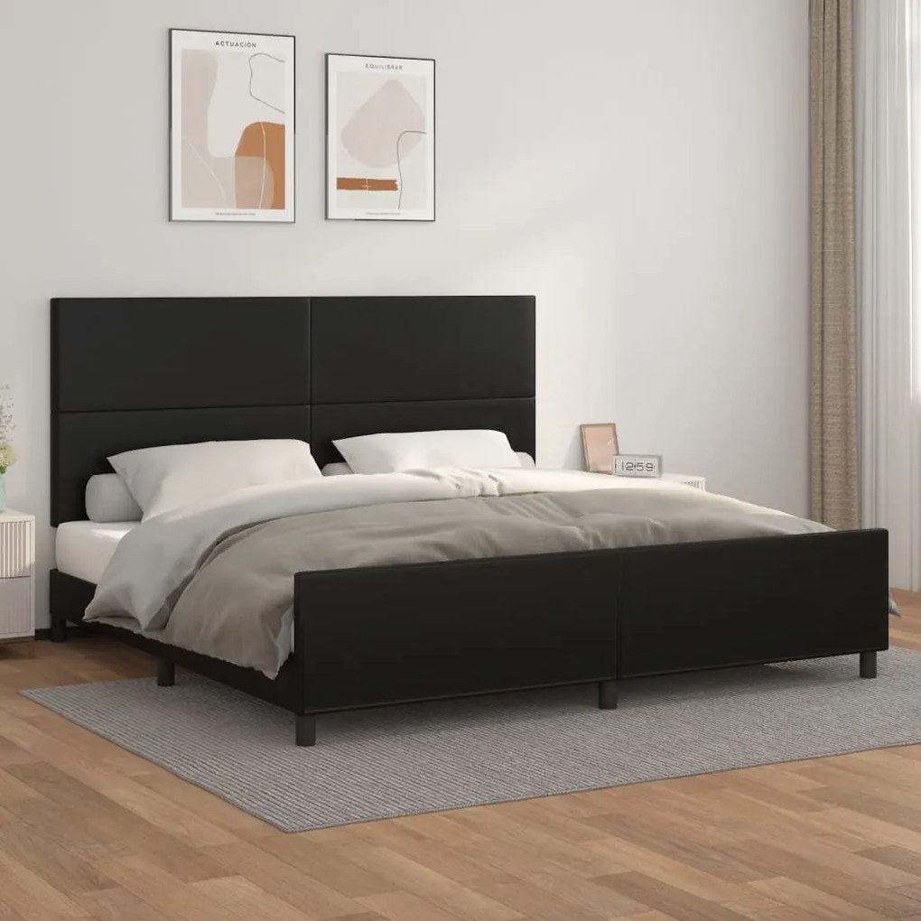 Rám postele s čelem černý 200x200 cm umělá kůže 3125469