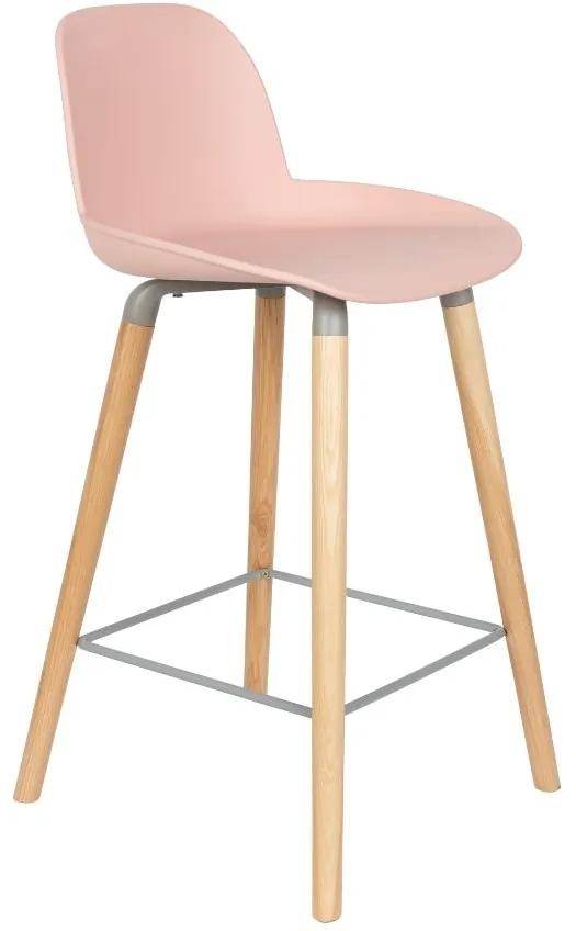 OnaDnes -20% Růžová plastová barová židle ZUIVER ALBERT KUIP 65cm
