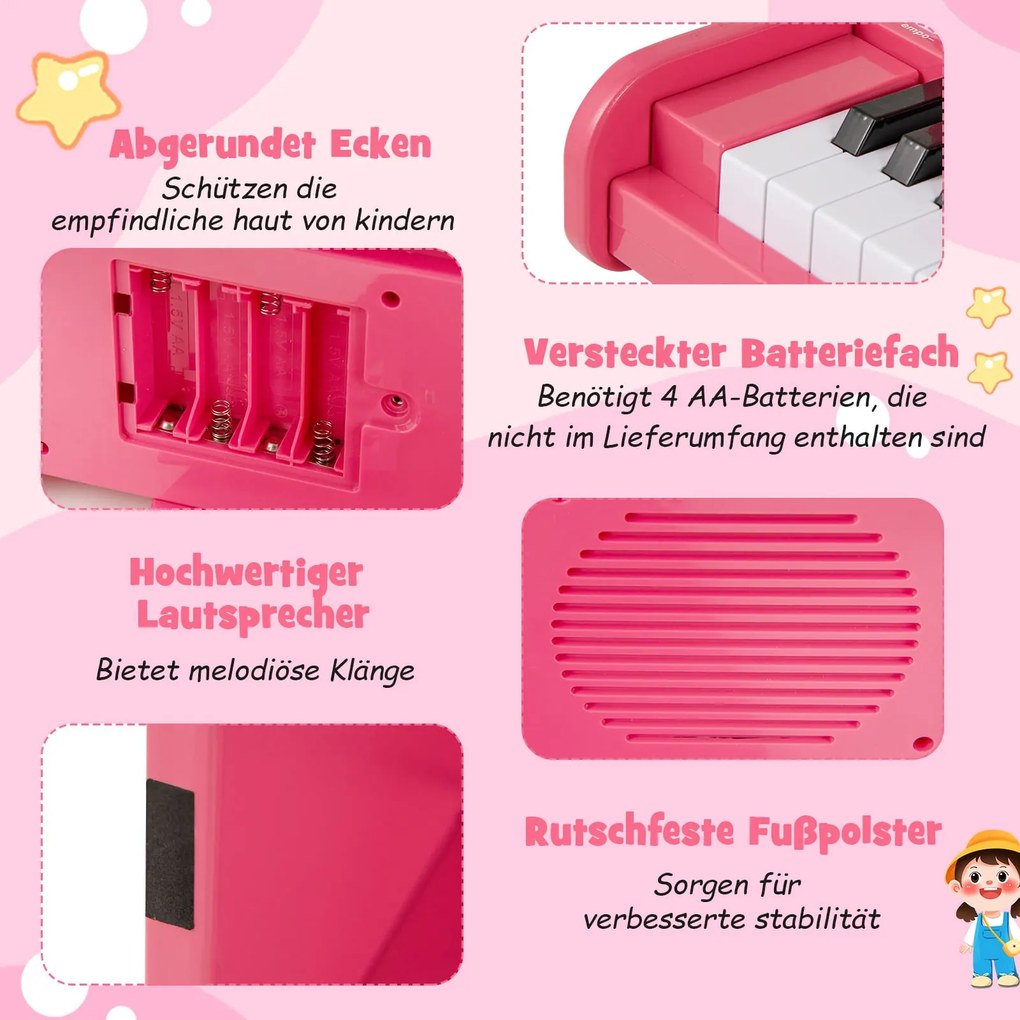 Costway 25 Keys Mini Digital Piano Dětské elektrické piano s nastavitelnou