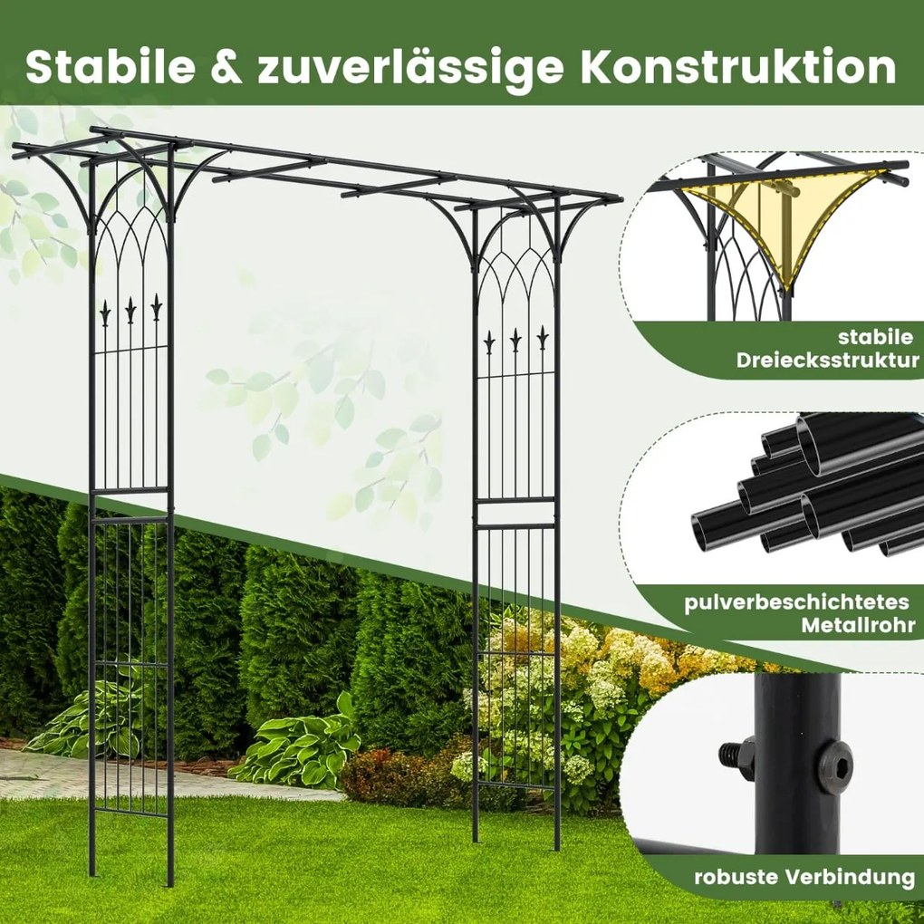 Costway Kovový Rose Arch Garden Arch pro popínavé rostliny Trellis Garden