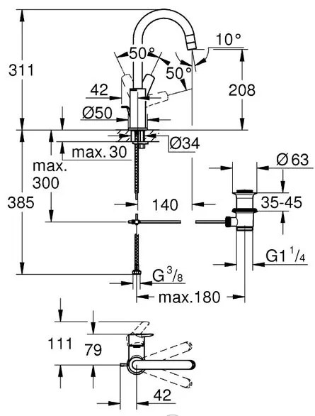 Grohe Start Umyvadlová baterie, černá mat 242032432