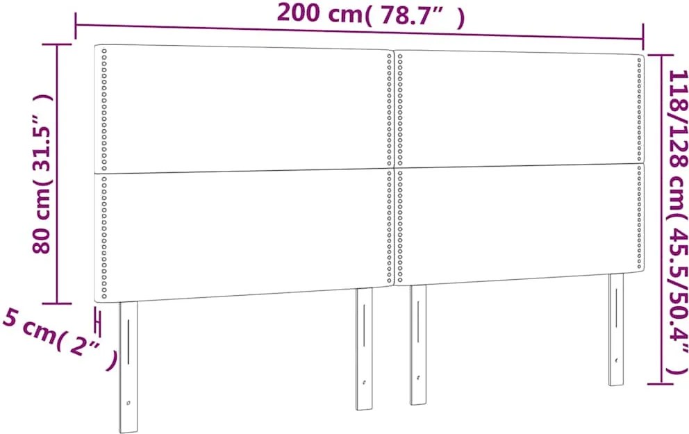 Čelo postele s LED černé 200x5x118/128 cm textil 3122308
