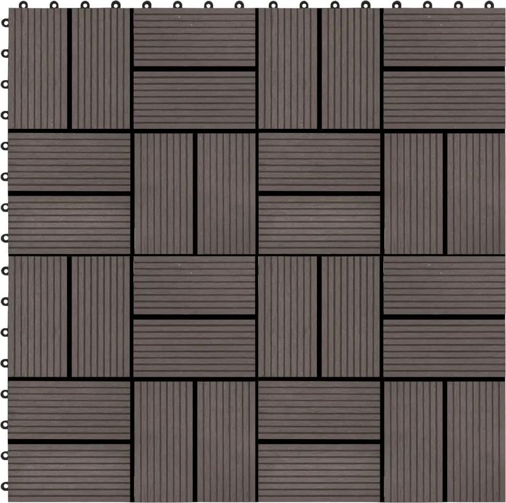 vidaXL 22 ks terasové dlaždice 30 x 30 cm 2 m² WPC [277807] Barva: Hnědá