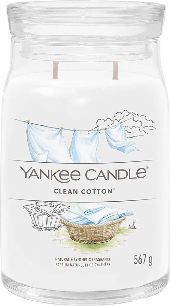 Yankee Candle vonná svíčka Signature ve skle velká Clean Cotton  567 g