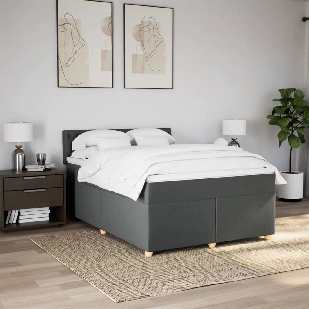 Box spring postel s matrací tmavě šedá 140x200 cm textil 3289011