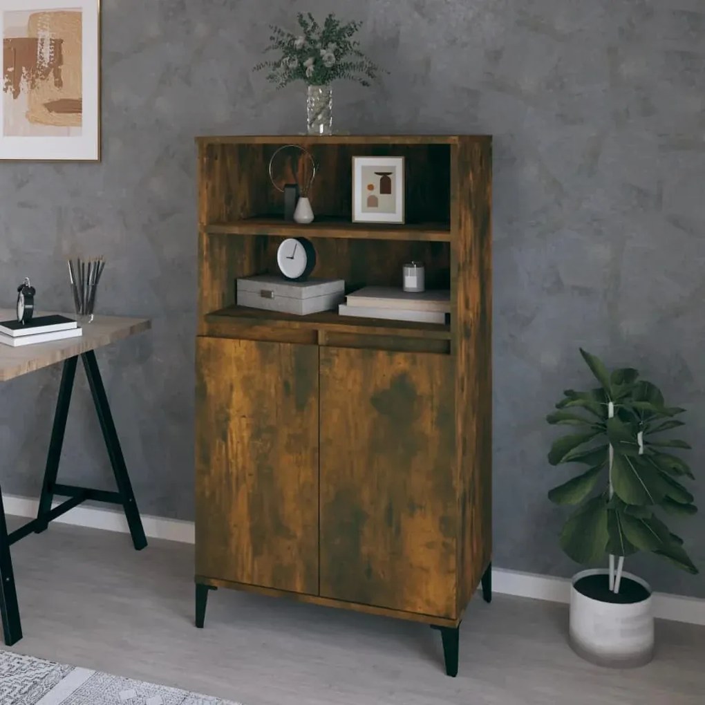 Fionshop 263911001 Skříň highboard kouřový dub 60 x 36 x 110 cm kompozitn