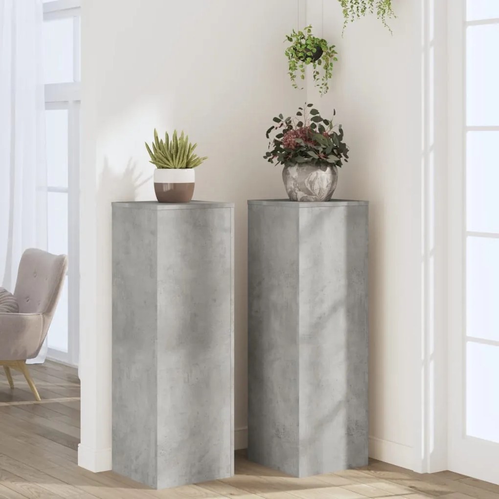 Stojany na rostliny 2 ks betonově šedé 33x33x100 cm kompozit 3307885