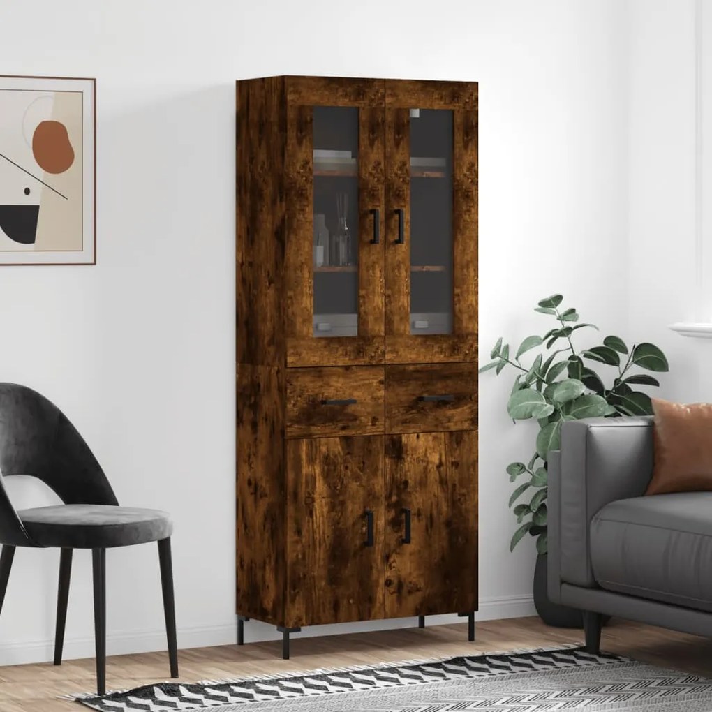 Skříň highboard kouřový dub 69,5 x 34 x 180 cm kompozitní dřevo 3198534