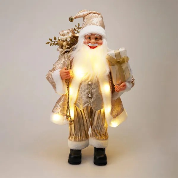 Santa Claus ve zlatém oblečení s LED 60 cm