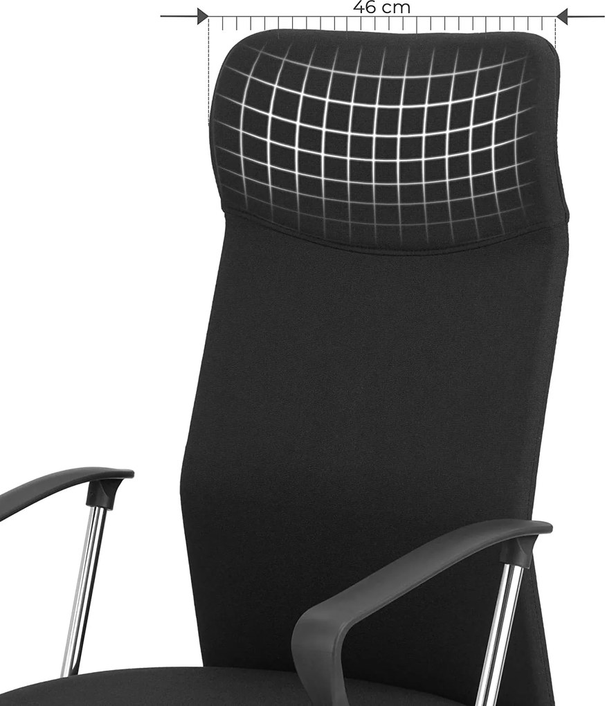Kancelářská židle, ergonomická otočná židle, 63 x (110-120) x 63 cm, černá