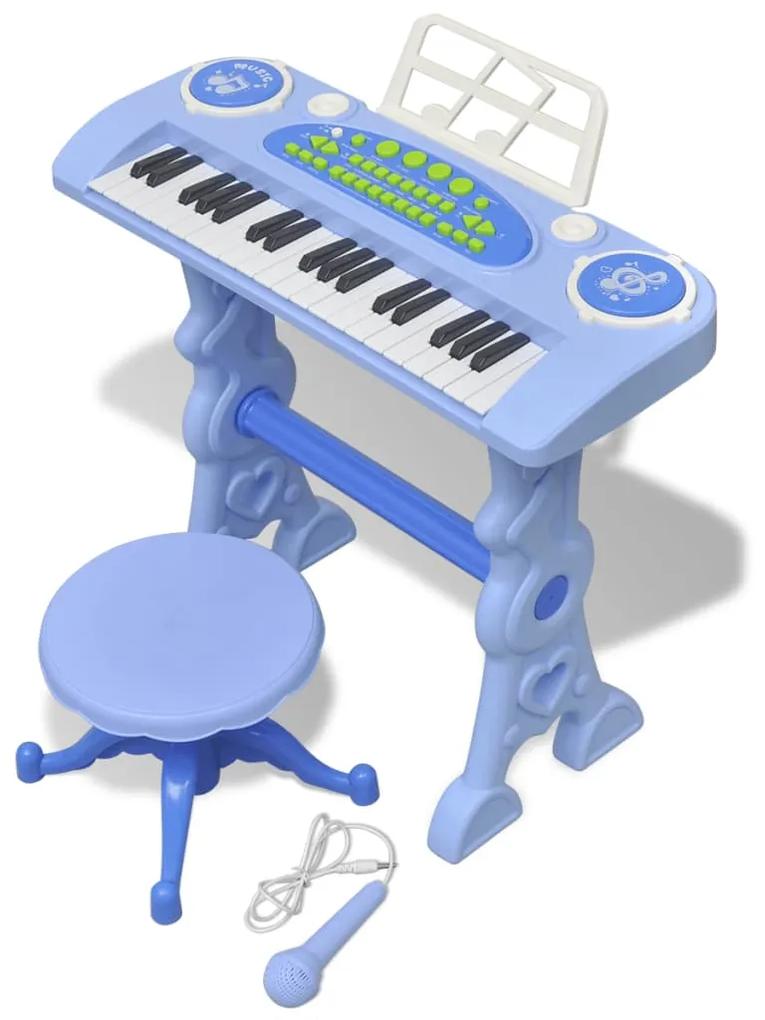 80119 vidaXL Dětské klávesy se stoličkou a mikrofonem 37 kláves modré