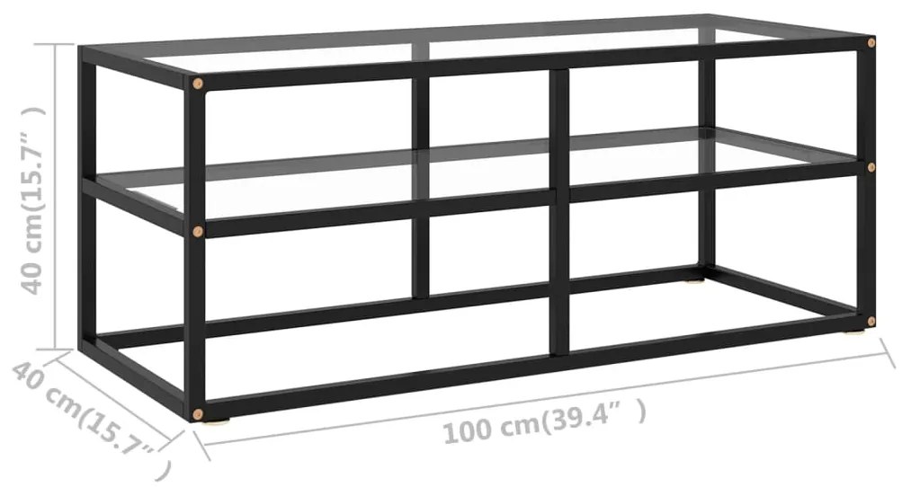 TV stolek Tiptree - průhledný - tvrzené sklo | 100x40x40 cm