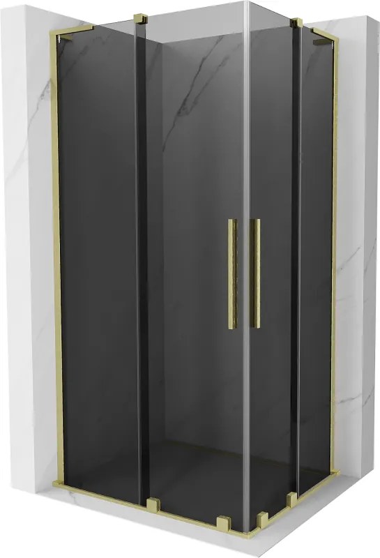 Mexen Velar L Duo, sprchový kout s posuvnými dveřmi 90 x 80 cm, 8mm šedé sklo, zlatá matná, 871-090-080-02-43-55