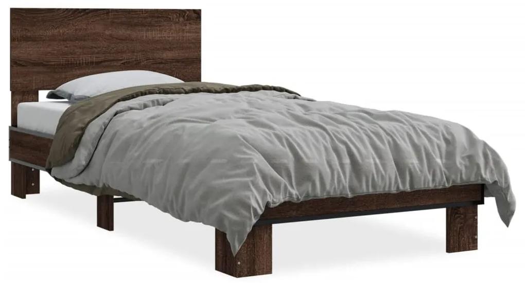 Rám postele hnědý dub 100 x 200 cm kompozitní dřevo a kov,  845806