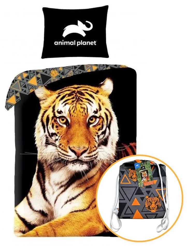 Herding Bavlněné povlečení Animal Planet Tiger, 140 x 200 cm, 70 x 90 cm + dárek zdarma